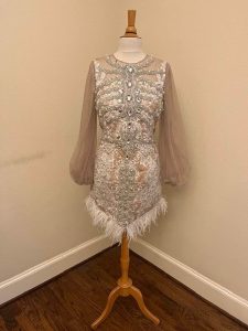 C2021-JD-Louisa - Bishop Sleeve Crystal Beaded Short Cocktail Dance ...